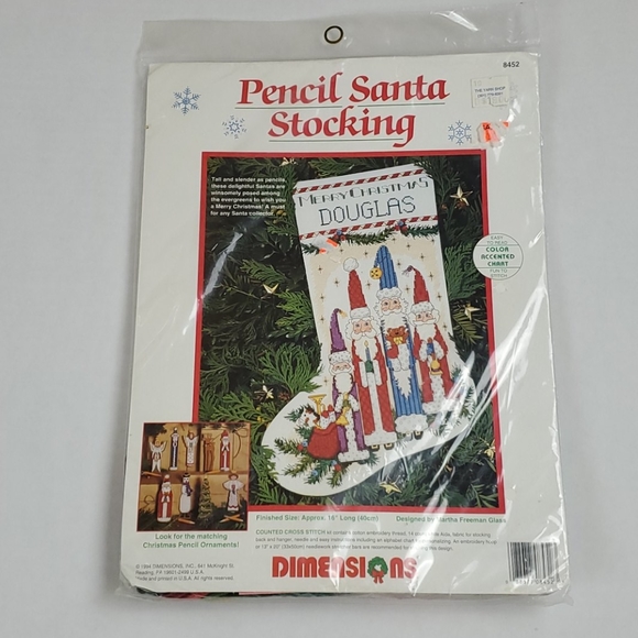 Dimensions | Office | Vintage 994 Dimensions Pencil Santa Stocking ...